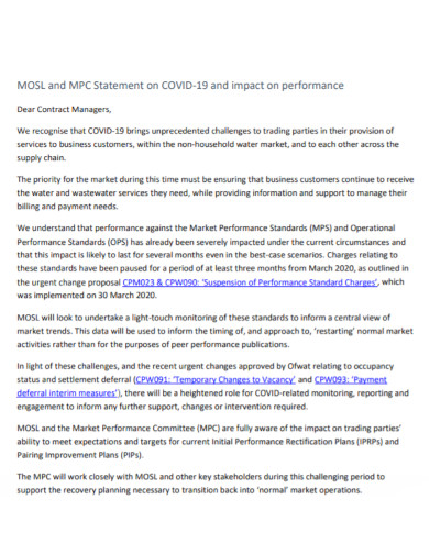 Performance Impact Statement - 10+ Examples, Format, Pdf | Examples