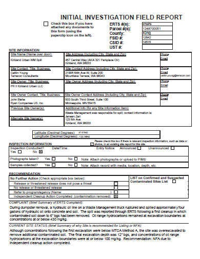 Initial Investigation Report - 8+ Examples, Format, Pdf | Examples