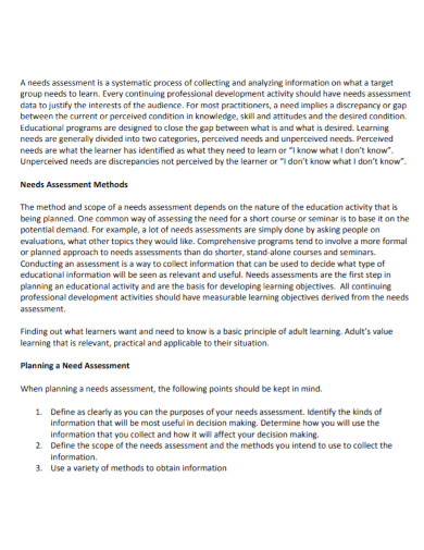 Learning Needs Assessment - 10+ Examples, Format, Pdf | Examples