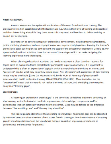 Learning Needs Assessment - 10+ Examples, Format, Pdf | Examples