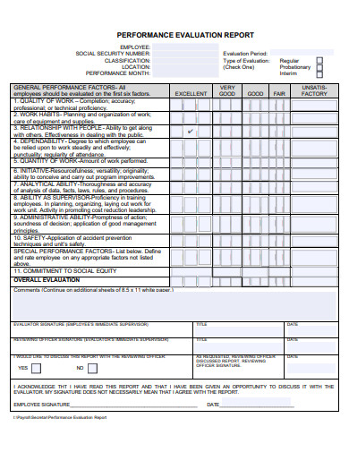 6+ Monthly Evaluation Report Examples [ Security, Department ...