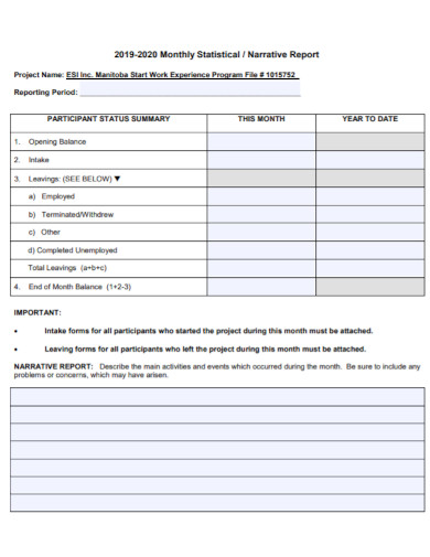 Monthly Narrative Report - 9+ Examples, Format, Pdf | Examples