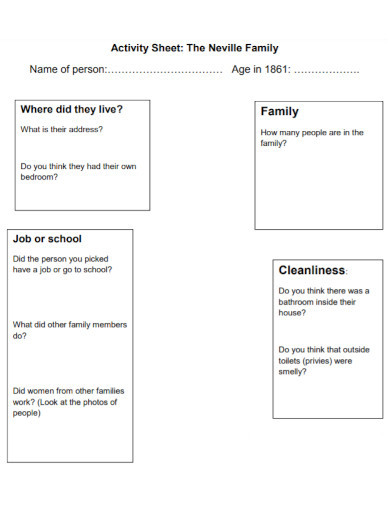 Family Activity Sheet - 9+ Examples, Format, Pdf