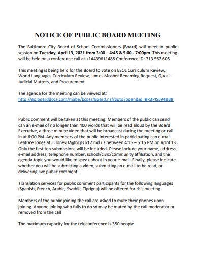 Notice of Board Meeting - 10+ Examples, Format, How to Compose, Pdf