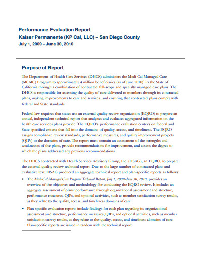 Performance Evaluation Report - 10+ Examples, Format, Pdf | Examples
