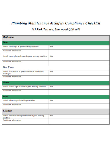 Plumbing Maintenance Checklist - Examples, How to Make, PDF
