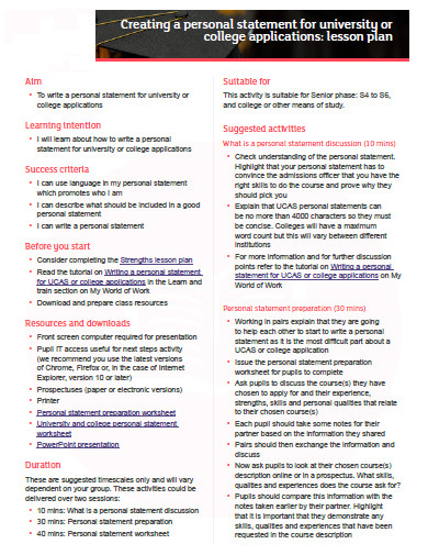 College Application Personal Statement - 6+ Examples, Format, Pdf ...