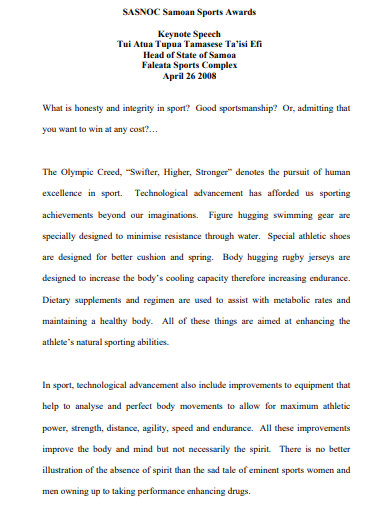 Sports Award Speech 3 Examples Format Sample Examples