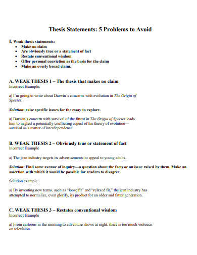 Thesis Problem Statement - 6+ Examples, Format, Pdf | Examples