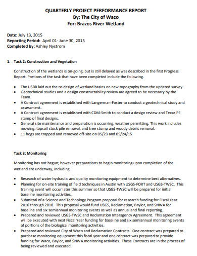 Project Performance Report - 10+ Examples, Format, Pdf | Examples