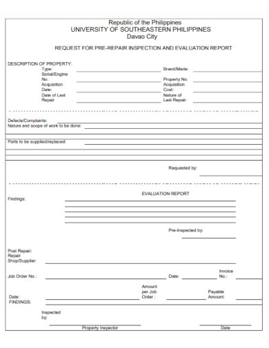 Inspection Evaluation Report - 10+ Examples, Format, Pdf | Examples
