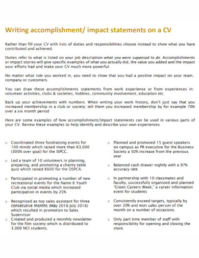 Resume Impact Statement 4 Examples Format Sample Examples