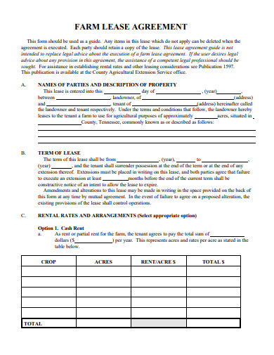 Farm Land Rental Agreement - 4+ Examples, Format, Pdf | Examples