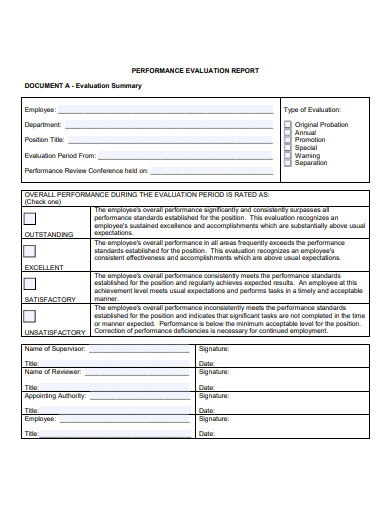 Performance Evaluation Report - 10+ Examples, Format, Pdf | Examples