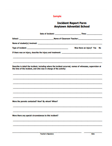 School Incident Report Form 10 Examples Format Pdf Examples