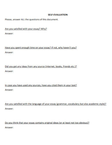 Self Evaluation Essay - 7+ Examples, Format, Pdf | Examples