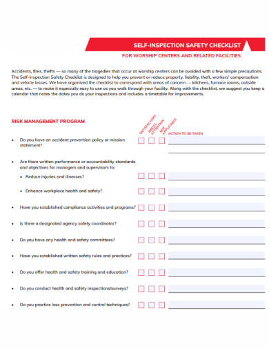 Self-Inspection Checklist - 10+ Examples, Format, Pdf | Examples
