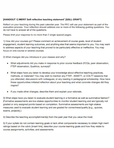 Reflective Teaching Statement - 5+ Examples, Format, Pdf | Examples