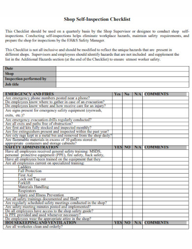 Self-Inspection Checklist - 10+ Examples, Format, Pdf | Examples