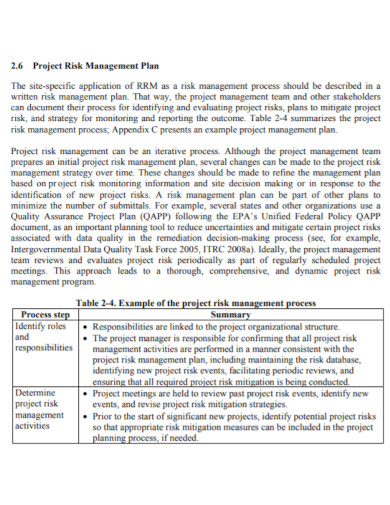 10+ Project Risk Management Plan Examples [ Construction, Research ...