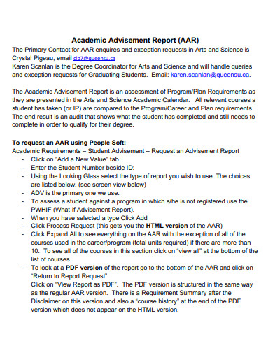 Academic Advisement Report - 8+ Examples, Format, How to Write, PDF