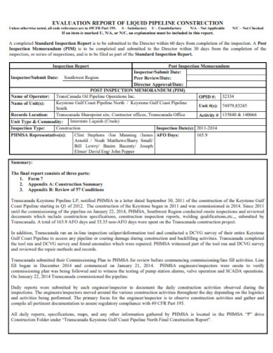 Inspection Evaluation Report - 10+ Examples, Format, Pdf | Examples