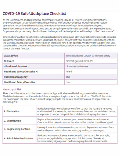 Workplace Safety Checklist - 10+ Examples, Format, Pdf | Examples