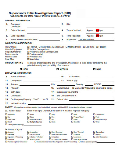 Initial Investigation Report - 8+ Examples, Format, Pdf | Examples