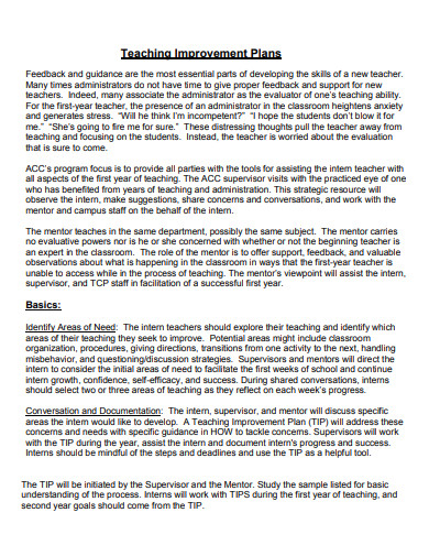 Teaching Improvement Plan - Examples, Format, How to Devise, Pdf