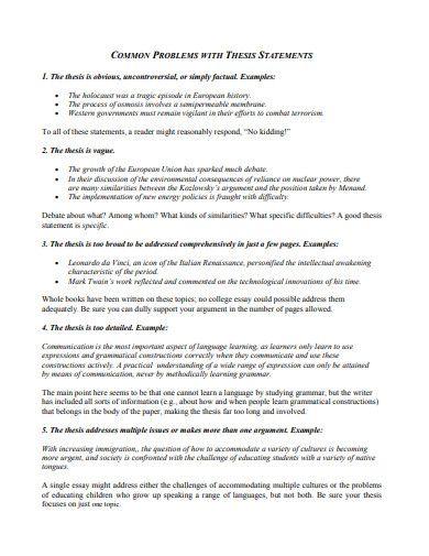 Thesis Problem Statement - 6+ Examples, Format, Pdf | Examples