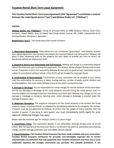 Short-Term Lease Agreement - 10+ Examples, Format, Pdf | Examples
