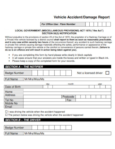 Vehicle Damage Report - 7+ Examples, Format, How to Write, Pdf