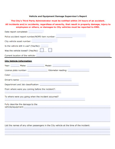 Vehicle Damage Report - 7+ Examples, Format, How to Write, Pdf
