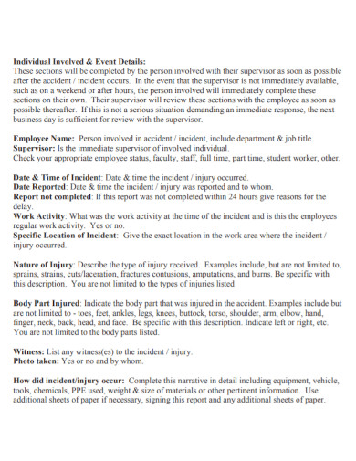 Work Accident Report - 7+ Examples, Format, Pdf | Examples