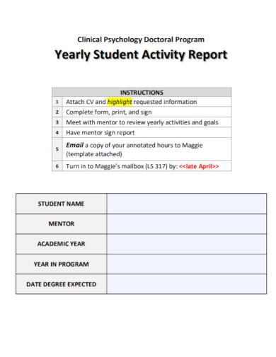 Student Activity Report - 10+ Examples, Format, Pdf | Examples