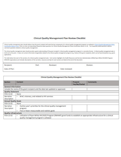Clinical Quality Management Plan - 10+ Examples, Format, Pdf | Examples