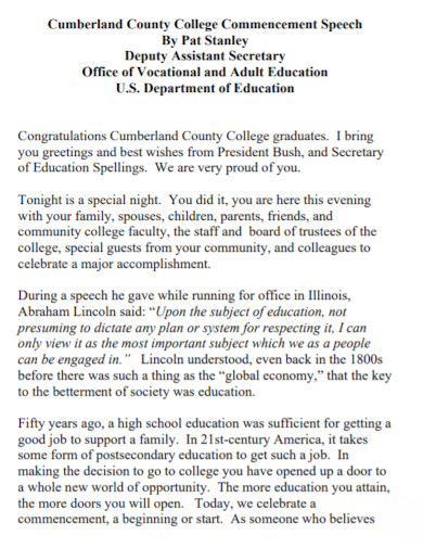 Commencement Speech For College 8 Examples Format Sample Examples