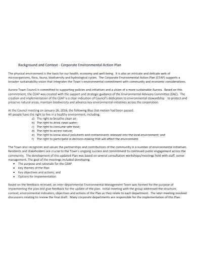10+ Environmental Action Plan Examples [ Health, Corporate, City ...