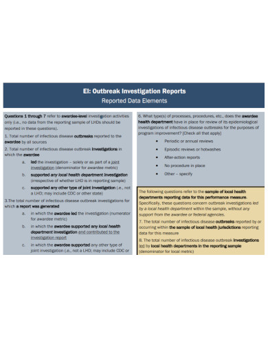 Outbreak Investigation Report - 5+ Examples, Format, Pdf | Examples