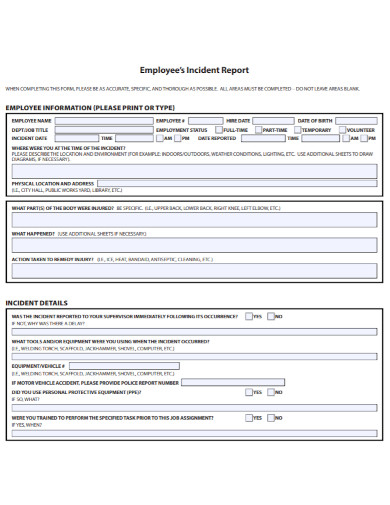 Job Incident Report - 4+ Examples, Format, Pdf | Examples