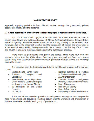 Short Narrative Report 3 Examples Format Pdf Examples