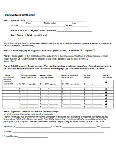 Financial Need Statement - 10+ Examples, Format, Pdf | Examples