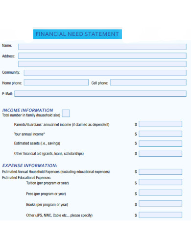 Financial Need Statement - 10+ Examples, Format, Pdf | Examples