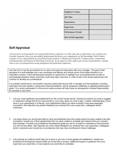 Employee Self Appraisal - 10+ Examples, Format, Pdf | Examples