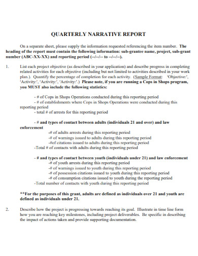 Quarterly Narrative Report - 10+ Examples, Format, Pdf | Examples