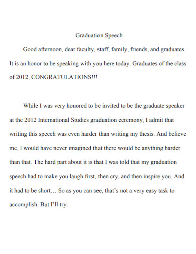 Graduation Speech Writing Outline - Examples, Format, PDF, Tips