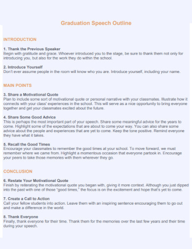 Graduation Speech Writing Outline - Examples, Format, PDF, Tips