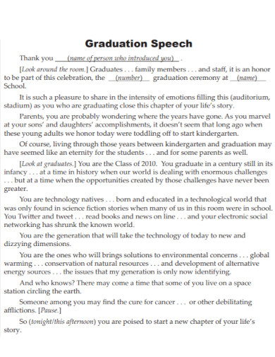 Graduation Speech Writing Outline - Examples, Format, PDF, Tips