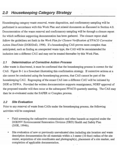 Housekeeping Action Plan - 3+ Examples, Format, Pdf | Examples