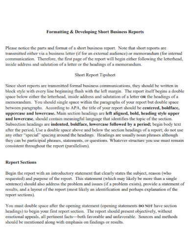 One Page Business Report - Examples, Format, Pdf, Tips